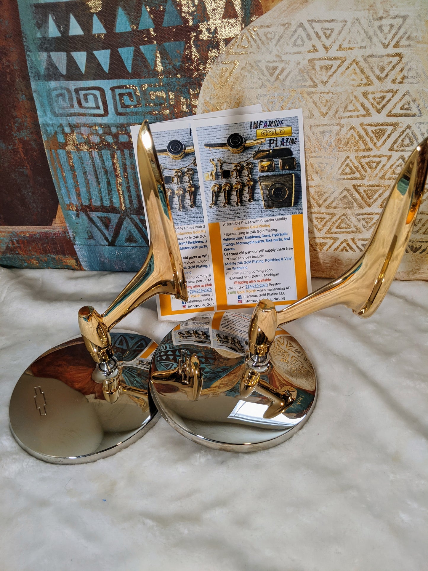 impala Mirror set Two-Tone Triple 24k Gold plated – Infamous Gold Plating